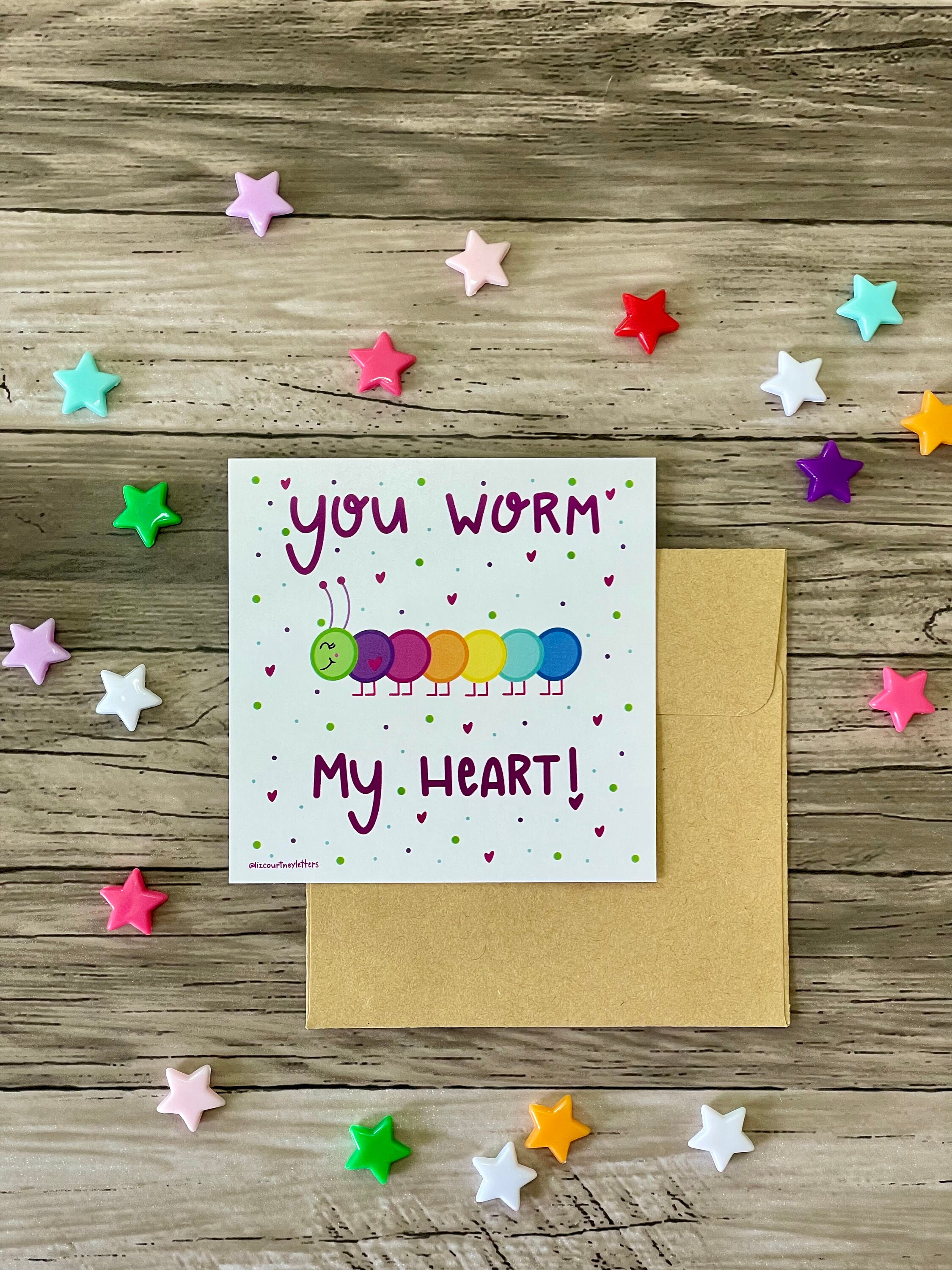 You Worm My Heart Card - Cute Lunch Note, Encouragement Card - Etsy