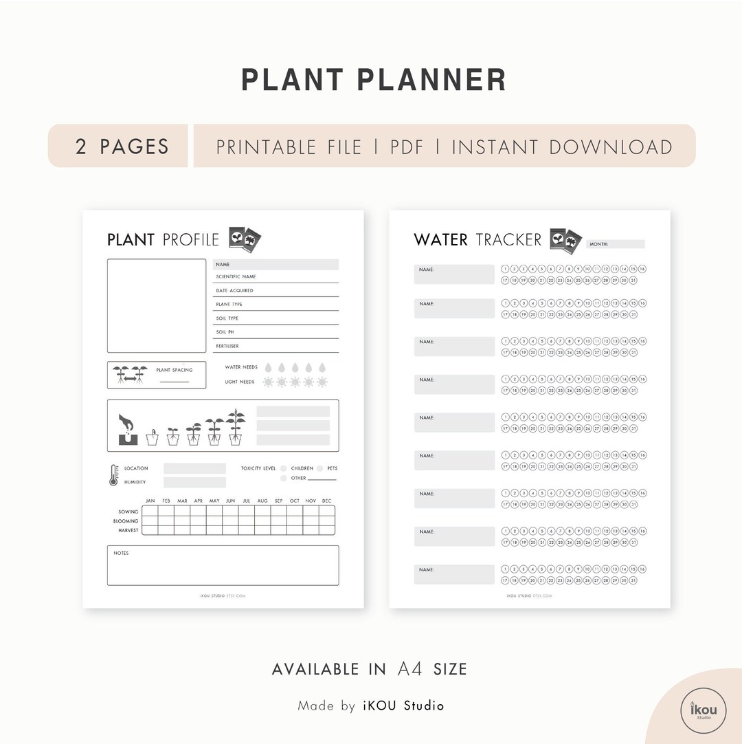 Printable Plant Care Sheet | Plant Profile, Water Tracker, Plant ...