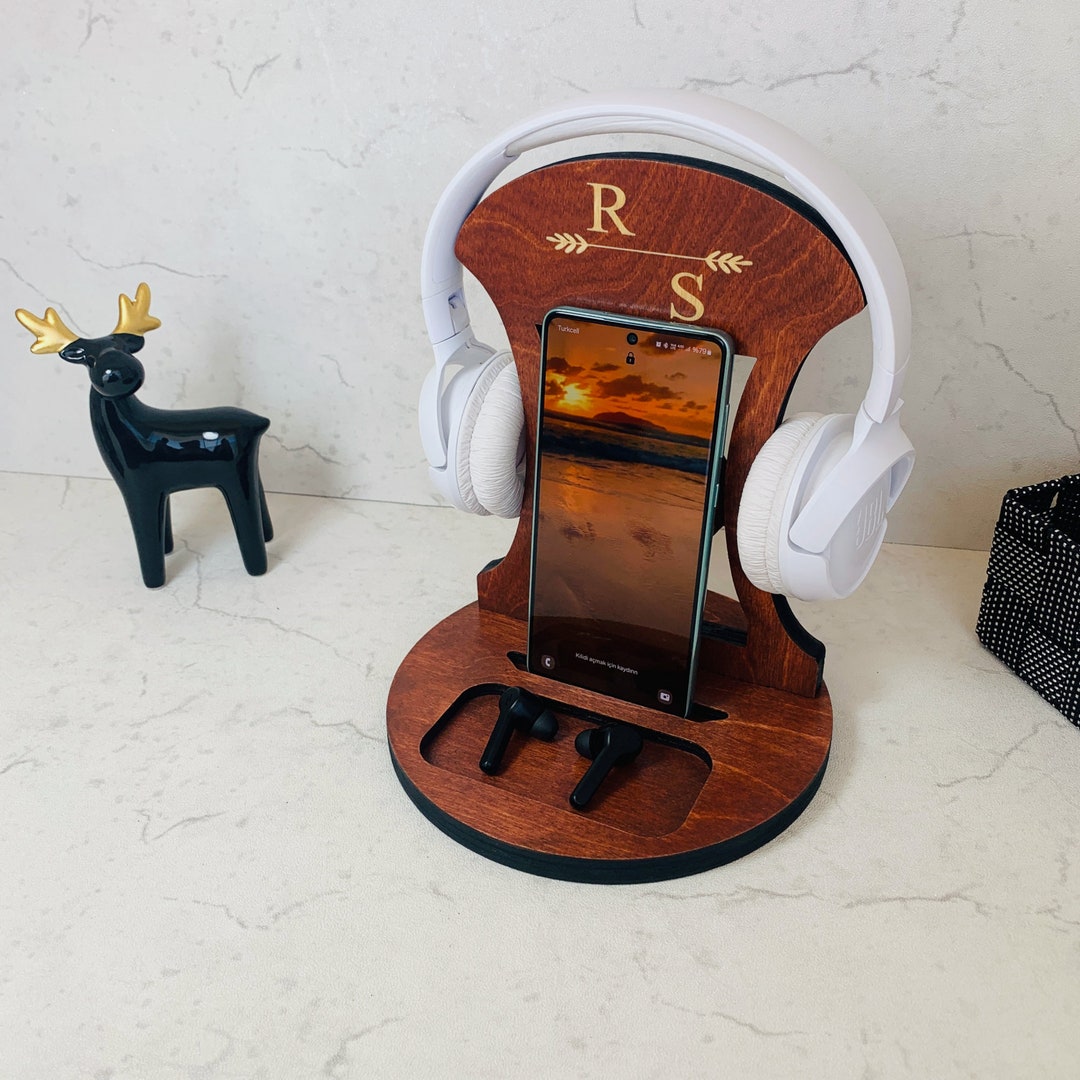 Custom Headphone Holder, Wooden Phone Stand, Gamer Headphone Stand ...