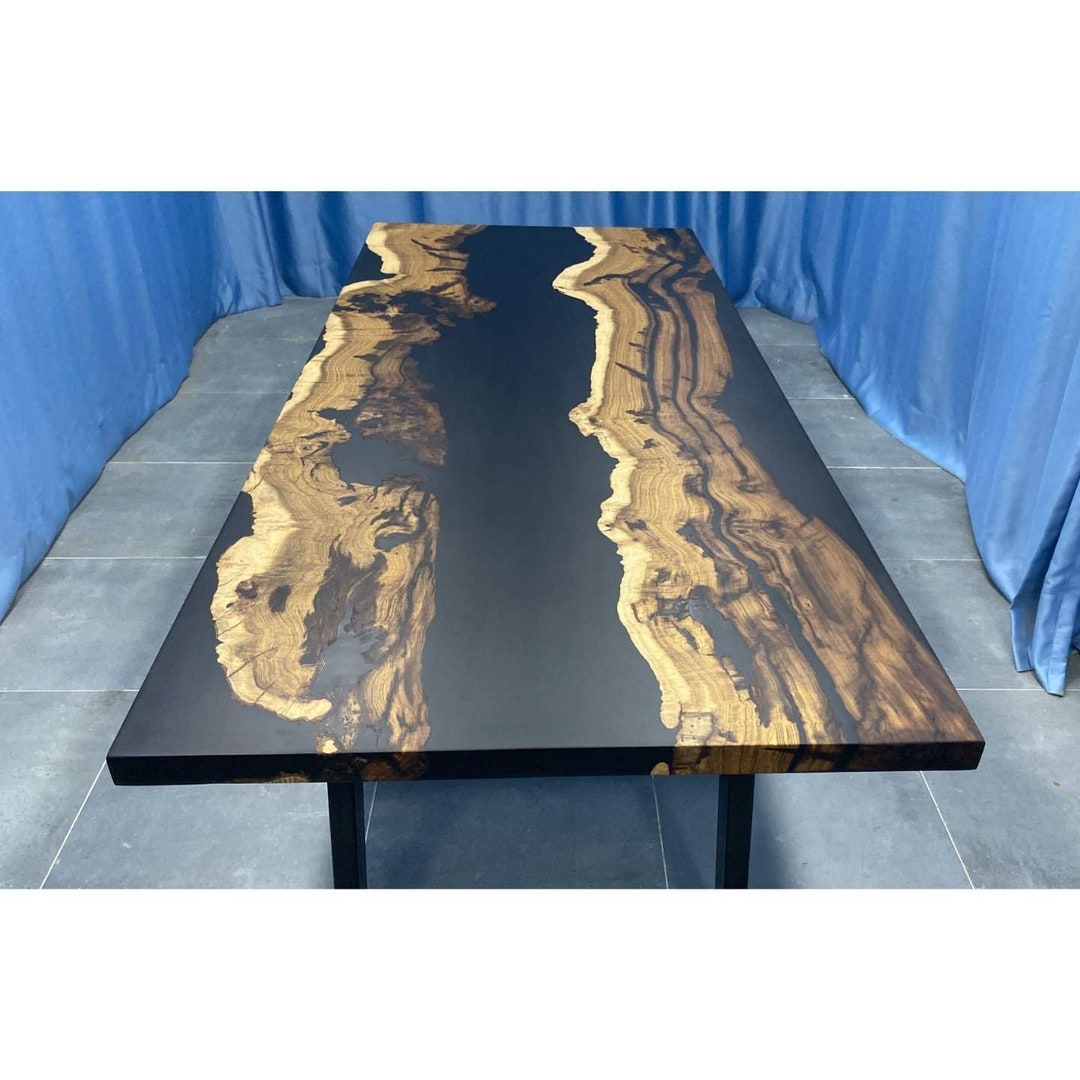Handmade Black Epoxy Dining Table, Epoxy Kitchen Table, %100 CUSTOM ...