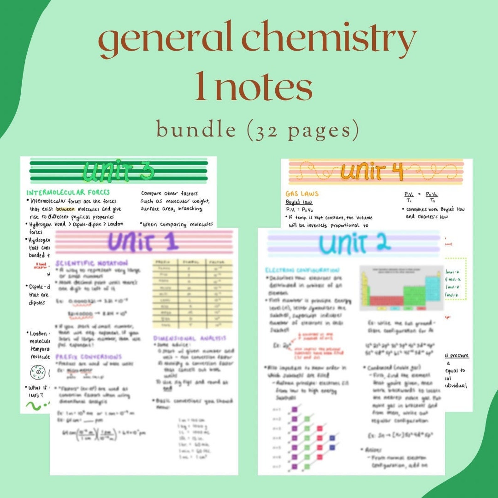 General Chemistry 1 Notes Bundle - Etsy