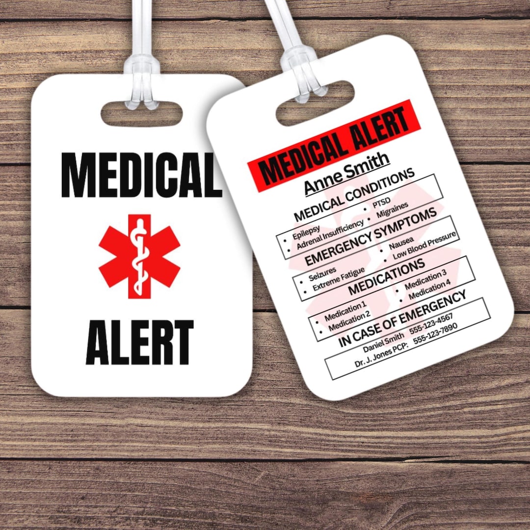 Personalized Medical Alert Tag: Emergency Contact Card - Etsy