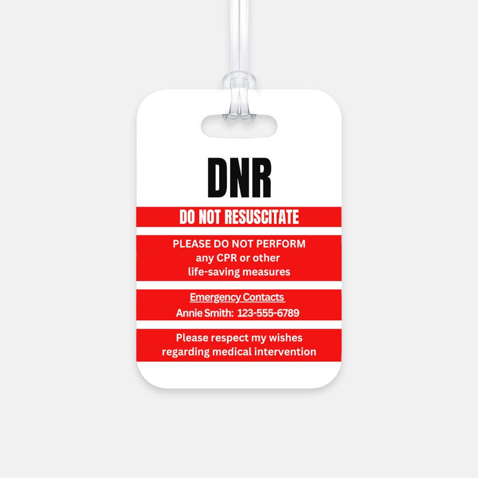 Personalized DNR Medical Alert Tag: Do Not Resuscitate - Etsy