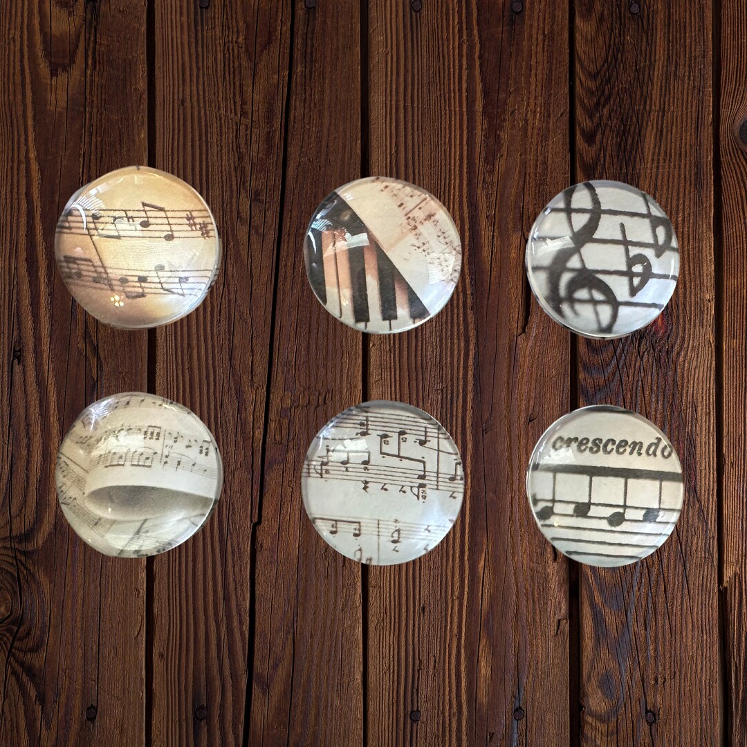 Set of 6 Sheet Music Glass Magnets, Music Note Music Gifts, Piano ...