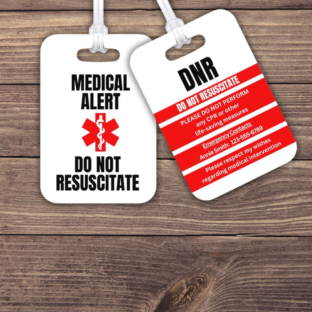 DNR Emergency Medical Alert Tag | Do Not Resuscitate Card | DNR Wallet ...