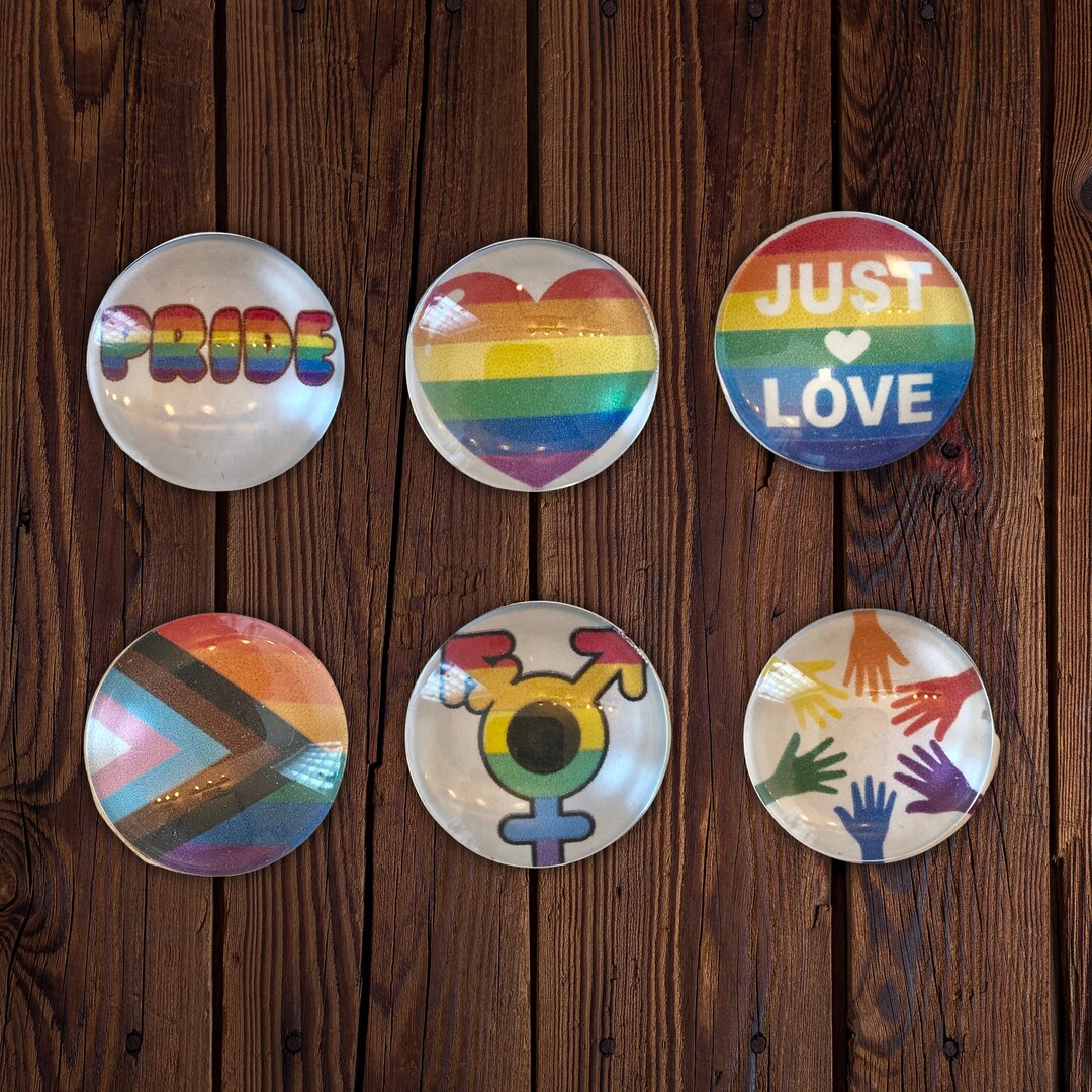 Set of 6 Pride Magnets, Glass LGBTQ Gifts, Fridge Magnets, Unique Gifts ...