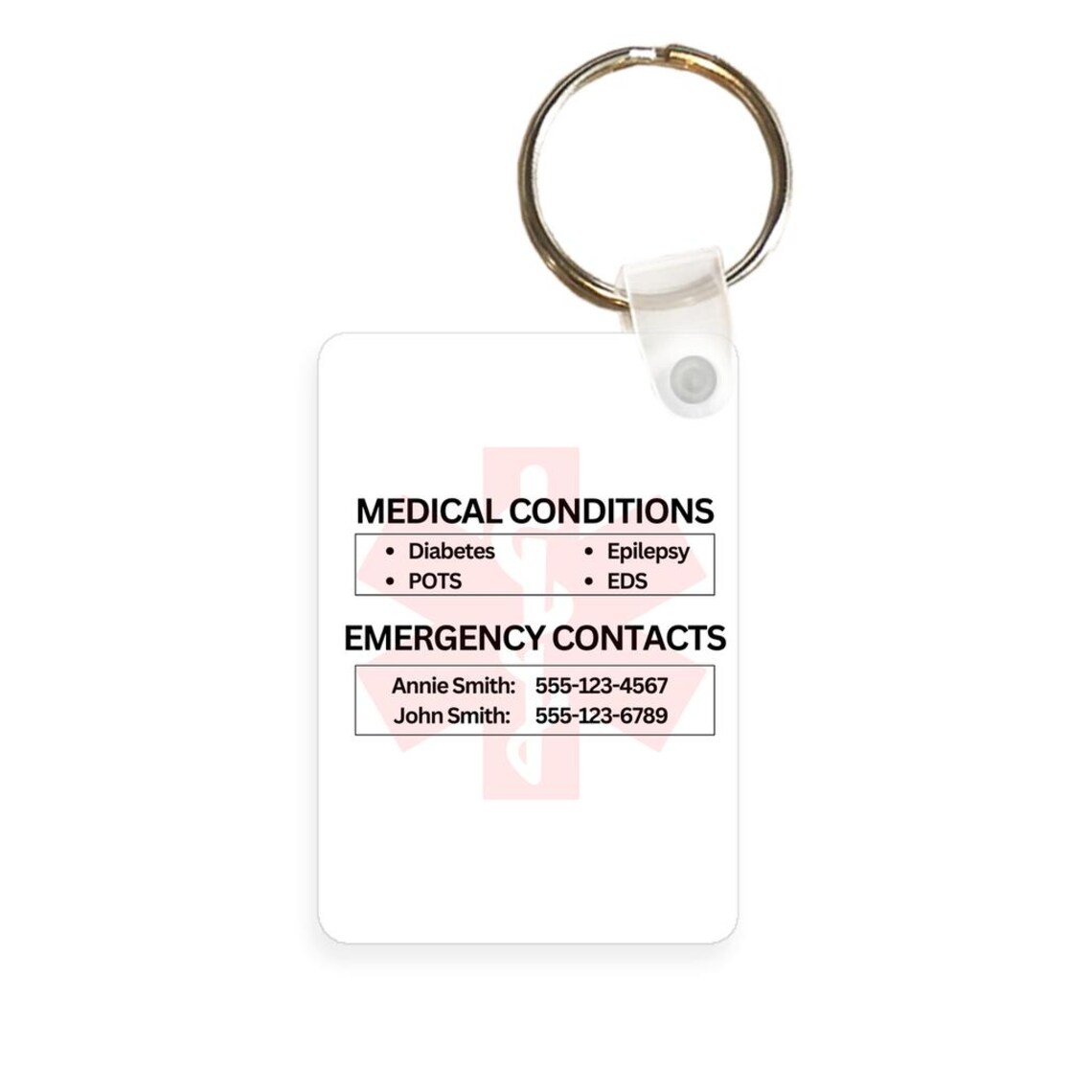 Medical Alert Key Chain - Personalize - Emergency Contact Alert Tag - Etsy