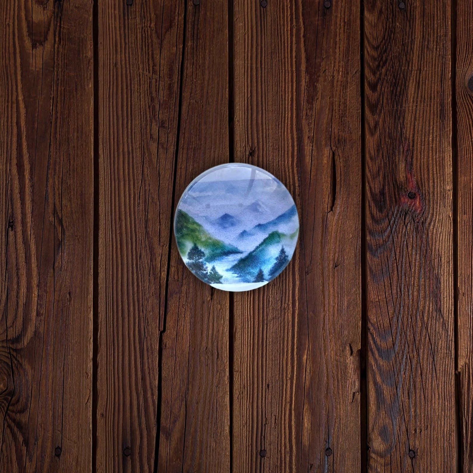 Set of 6 Watercolor Mountain Scene Magnets Glass Nature Lover - Etsy