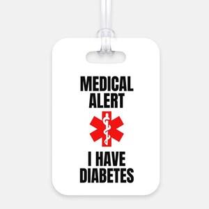 Type 1 Diabetes Medical Alert Tag | Emergency First Aid Contacts ...