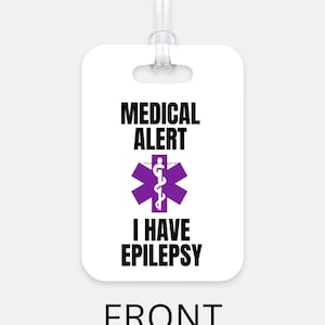 Epilepsy Medical Alert Tag | Seizure First Aid Instructions | Emergency ...