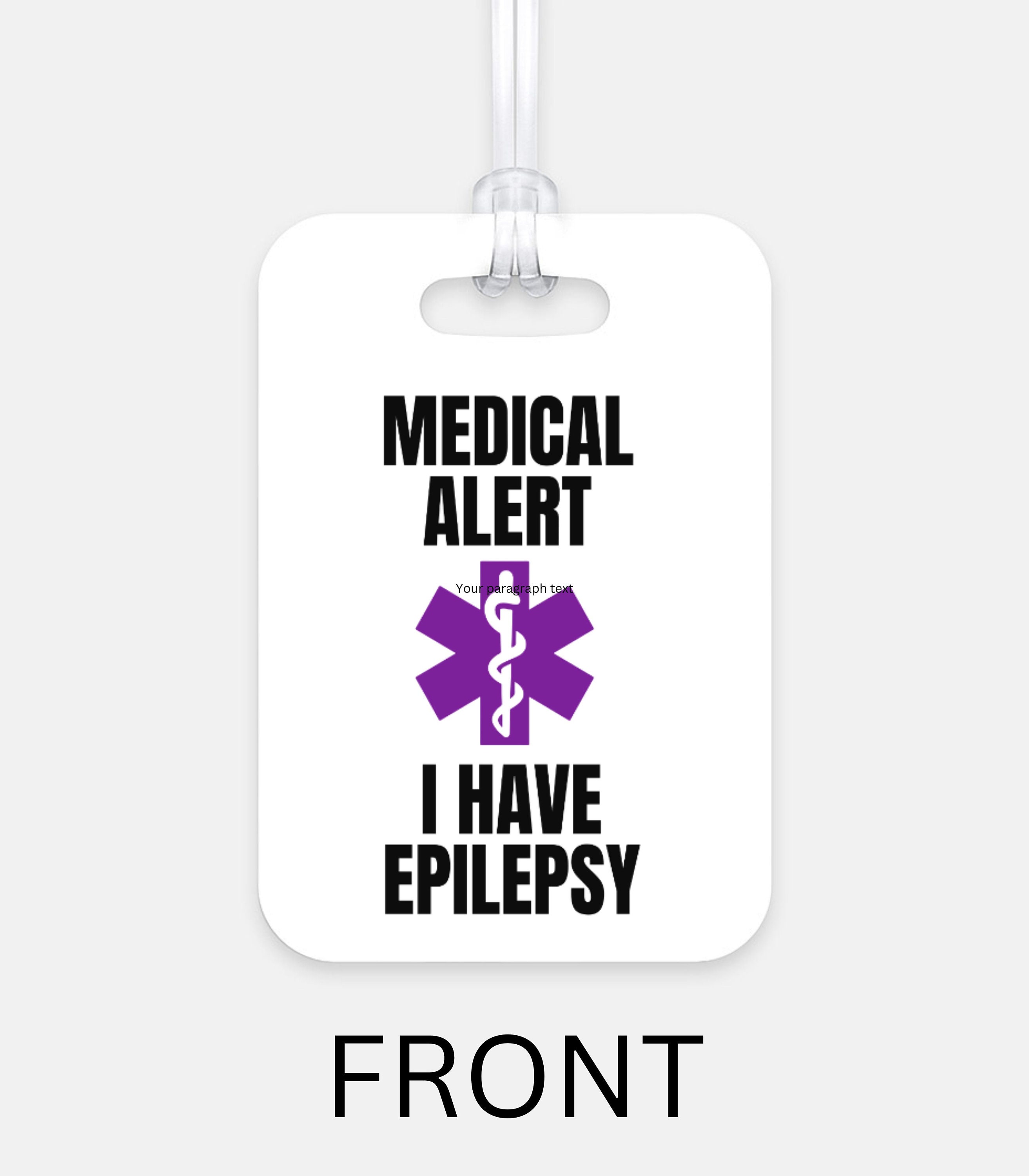 Epilepsy Medical Alert Tag | Seizure First Aid Instructions | Emergency ...