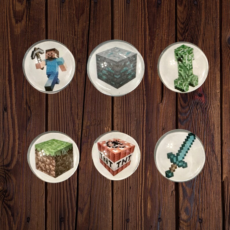 Set of 6 Minecraft Magnets Minecraft Fridge Magnets Minecraft Game Kids ...