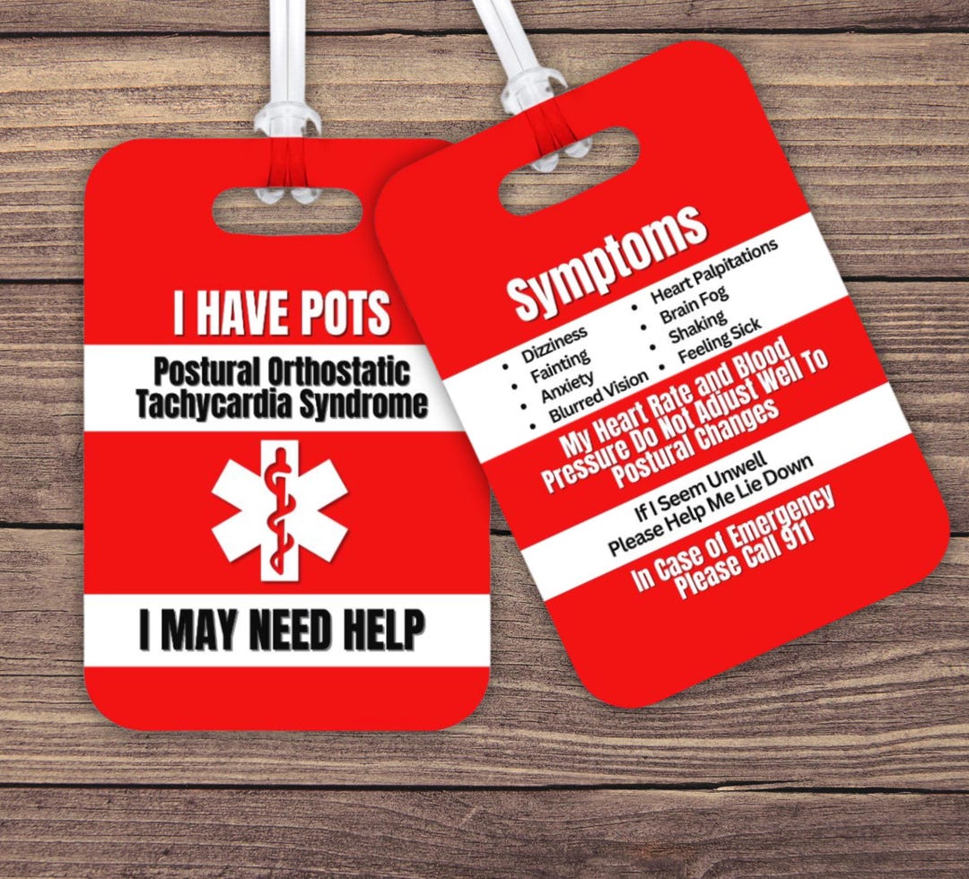 POTS Dysautonomia Emergency Medical Alert Tag | Postural Tachycardia ...