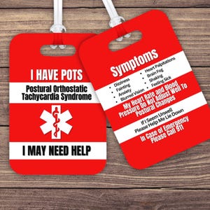 POTS Dysautonomia Emergency Medical Alert Tag | Postural Tachycardia ...