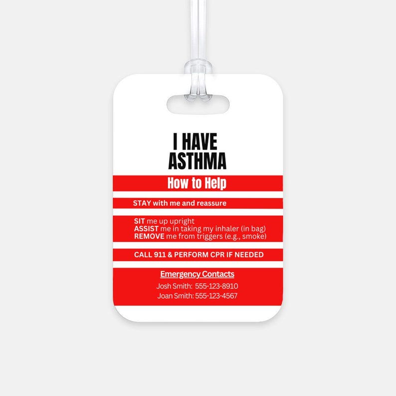 Personalized Asthma Medical Alert Tag: Emergency First Aid Card - Etsy