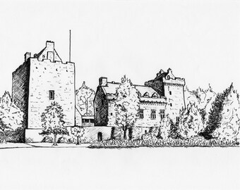 Line Drawing Castle - Etsy