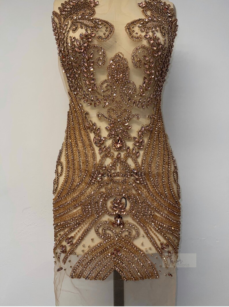 Haute Couture Rose Gold Large Full Body Rhinestone Appliqué - Etsy