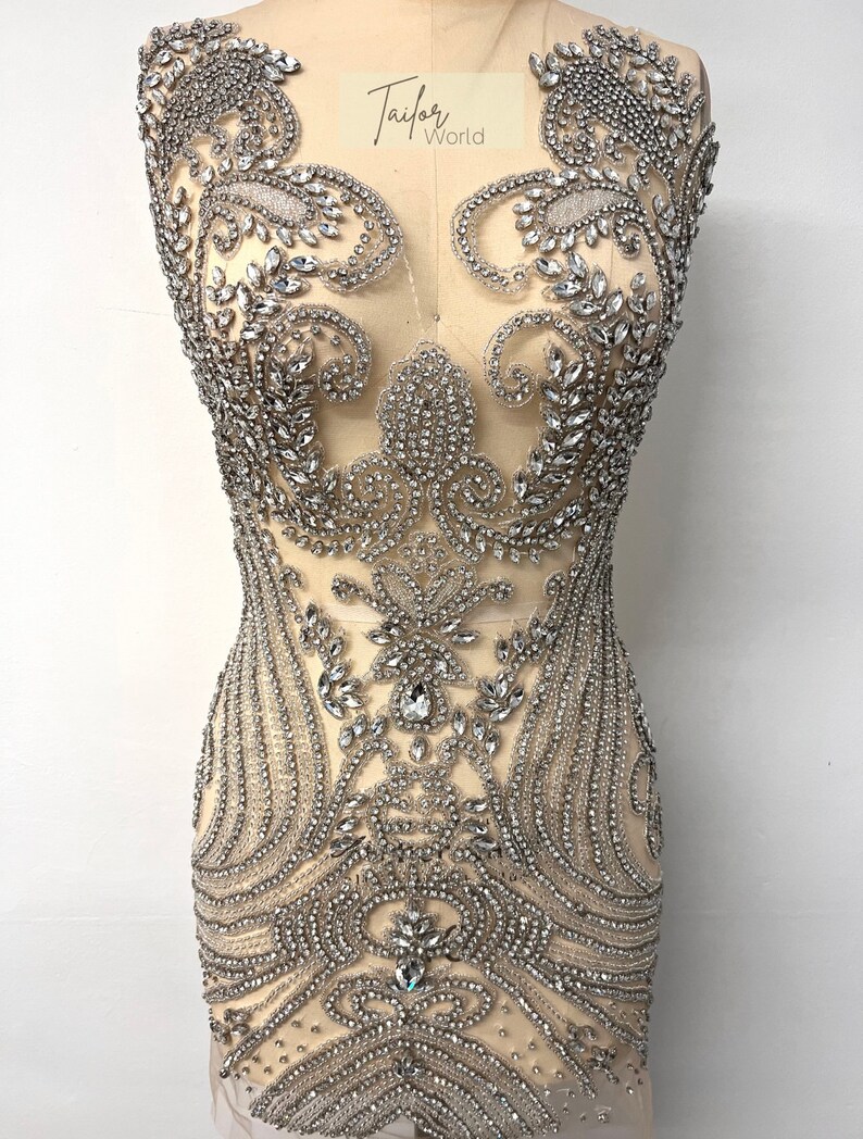 Haute Couture Silver Large Full Body Rhinestone Appliqué Mesh - Etsy