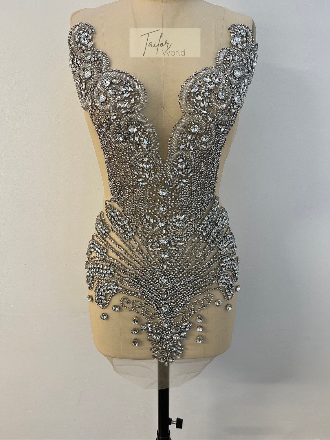 Silver Rhinestone Appliqué Large Full Body Haute Couture Tulle - Etsy