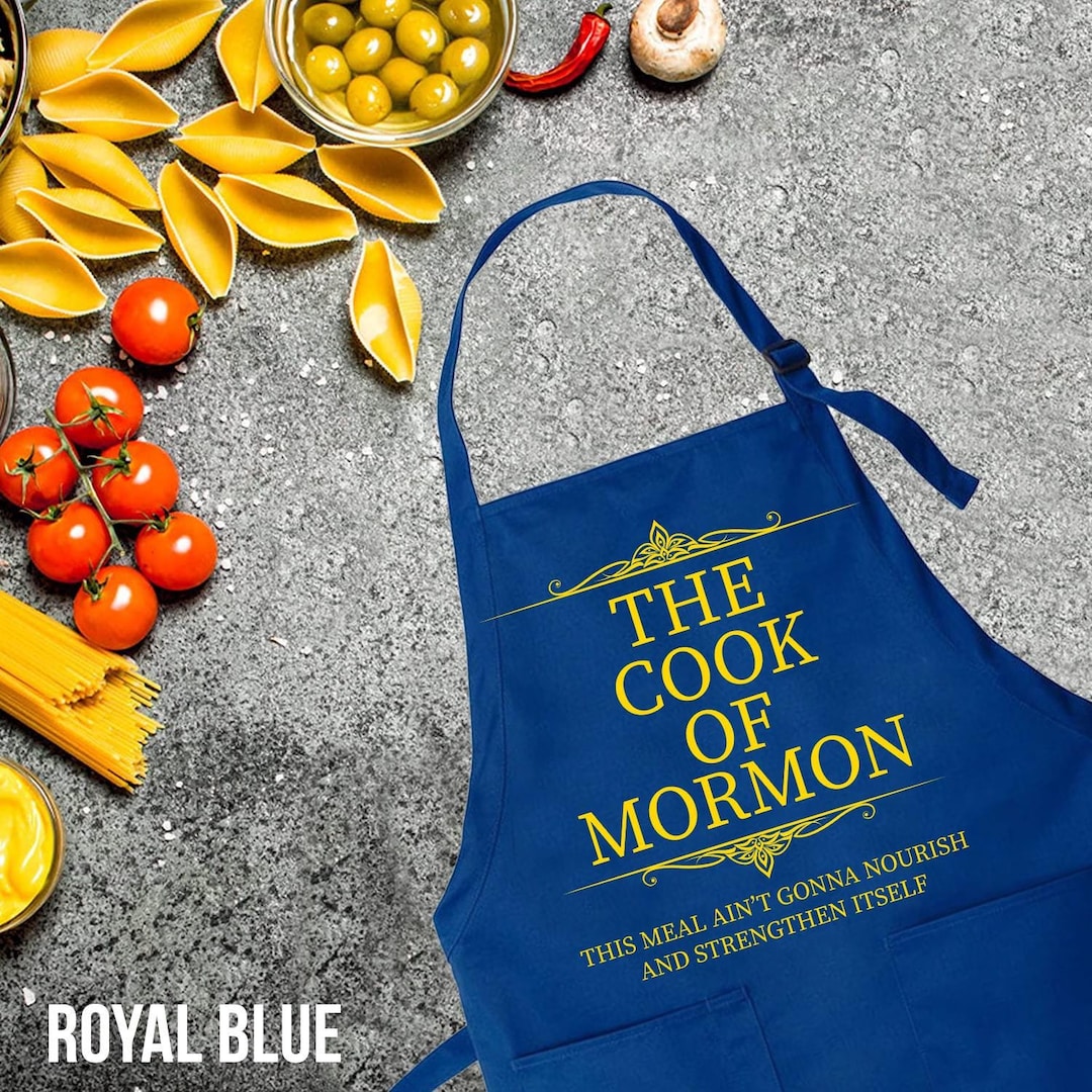 Funny 'cook of Mormon' Apron: Blue & Gold BBQ Apron - Etsy