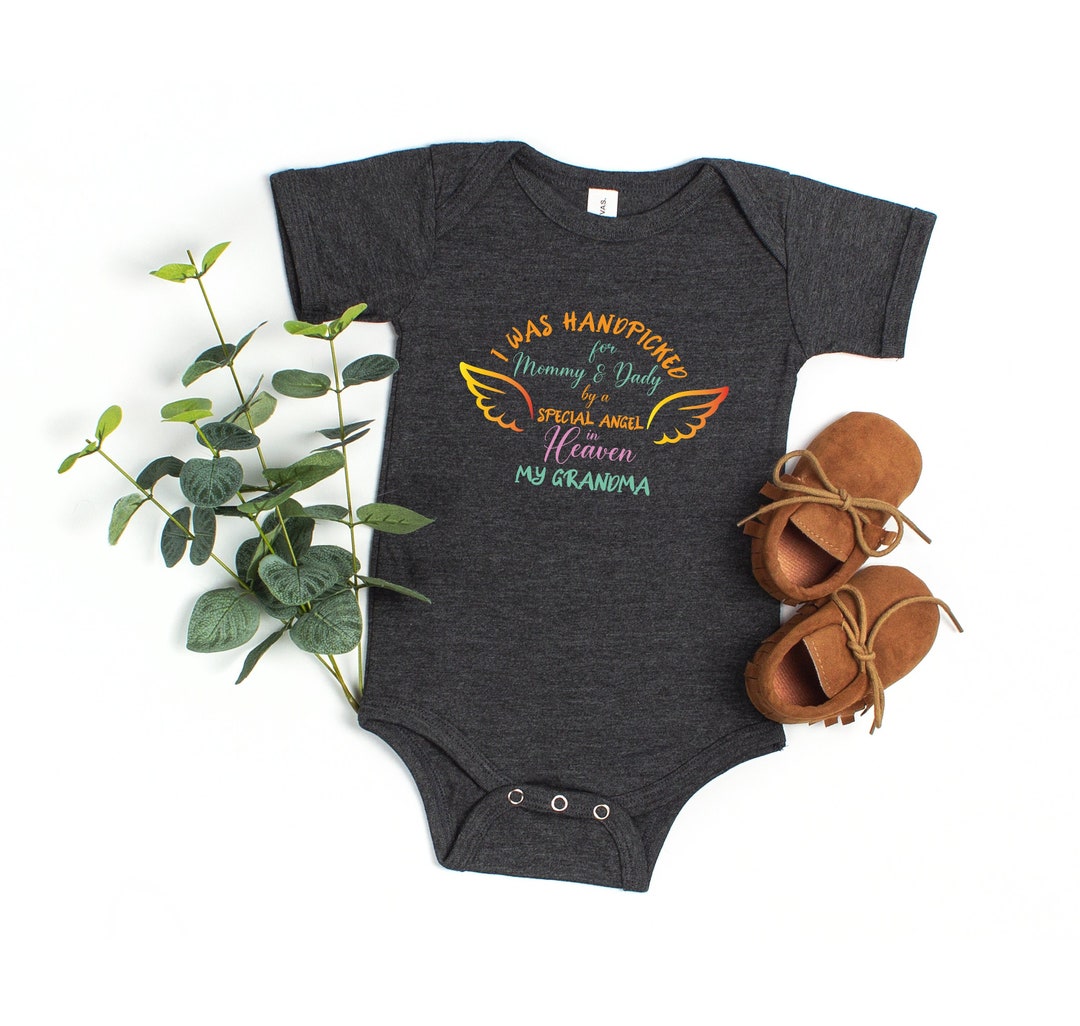 Grandma Angel Baby Onesie: Handpicked in Heaven, Grandchild Gift - Etsy