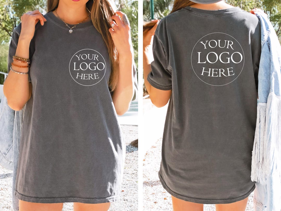 Custom Logo Shirt: Personalized Front & Back Text, Comfort Colors - Etsy