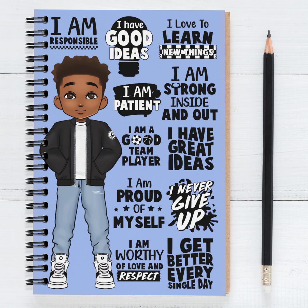 Journals for Black Boys, Affirmations for Black Boys, Birthday Gift for ...