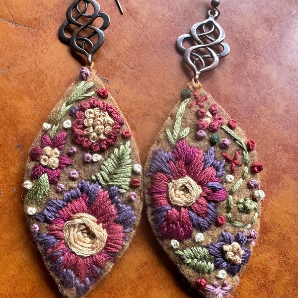 Embroidered Earrings - Etsy