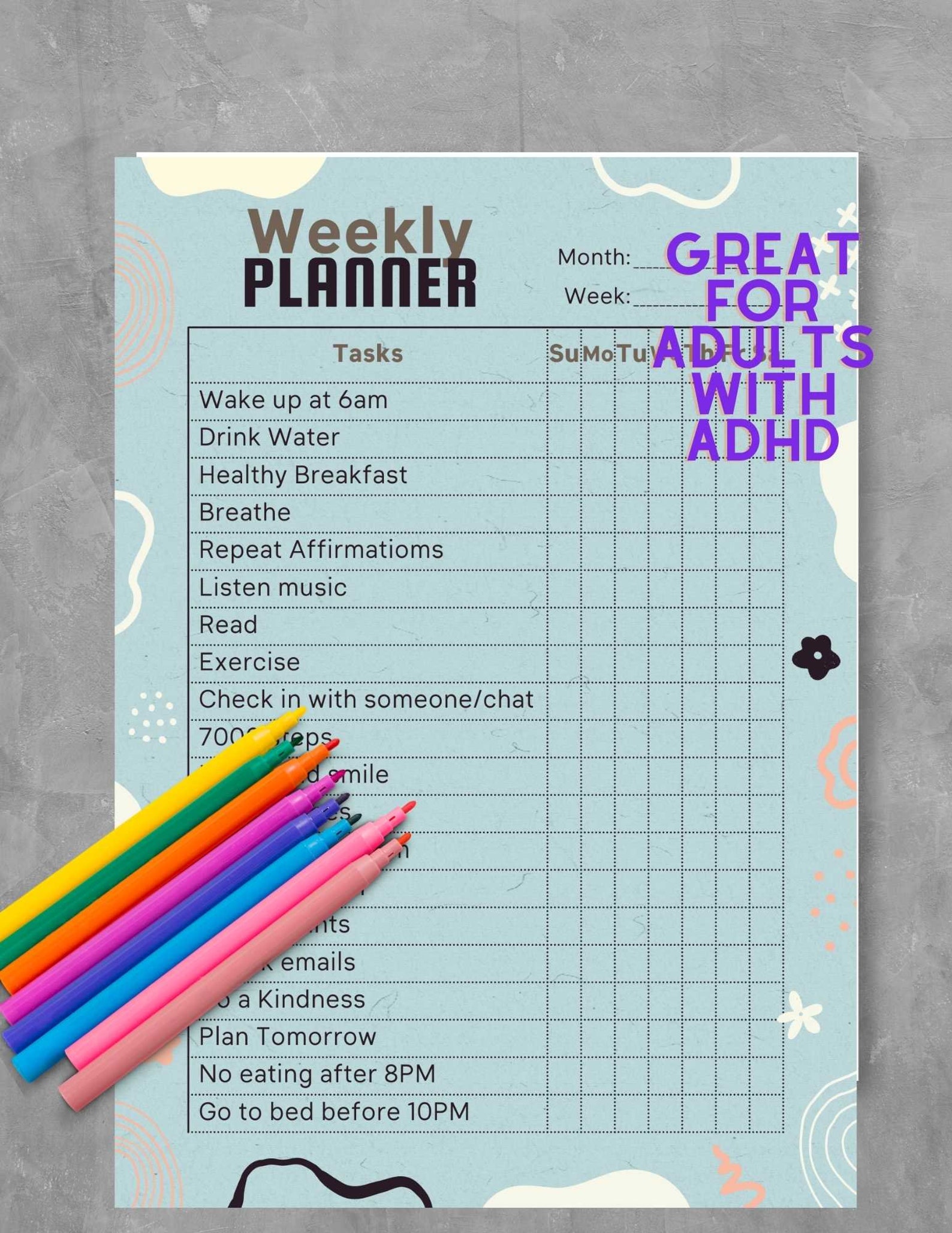 ADHD Daily Task List | Daily Planner | Prioritize Tasks | Block Time ...