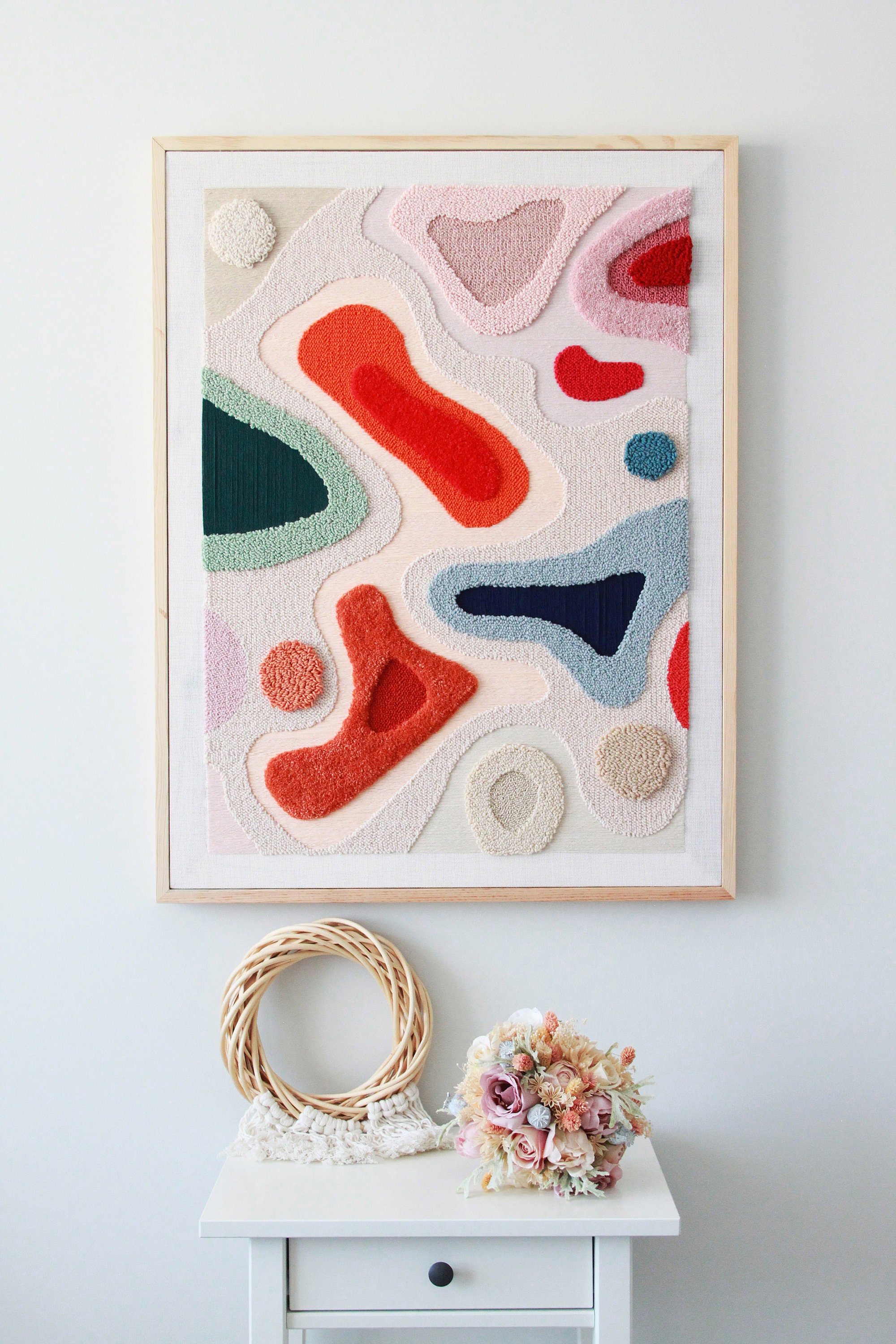 Curve-punch Needle Art Large,fiber Art Wall Hanging,housewarming Gift ...