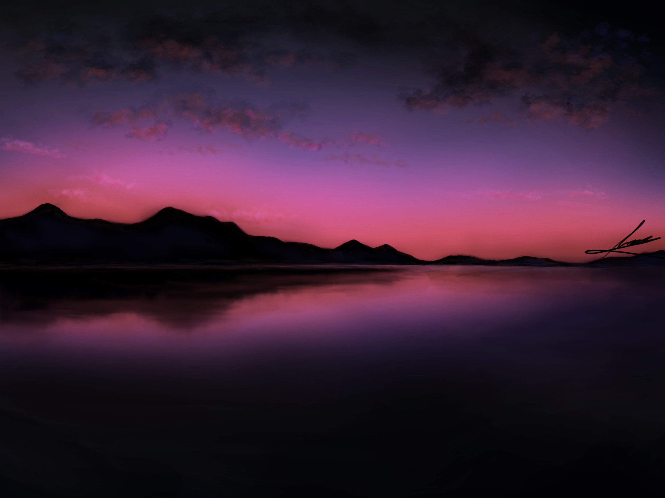 Sunset Landscape Digital, Ocean Landscape, Pink Sunset Artwork, Fine ...