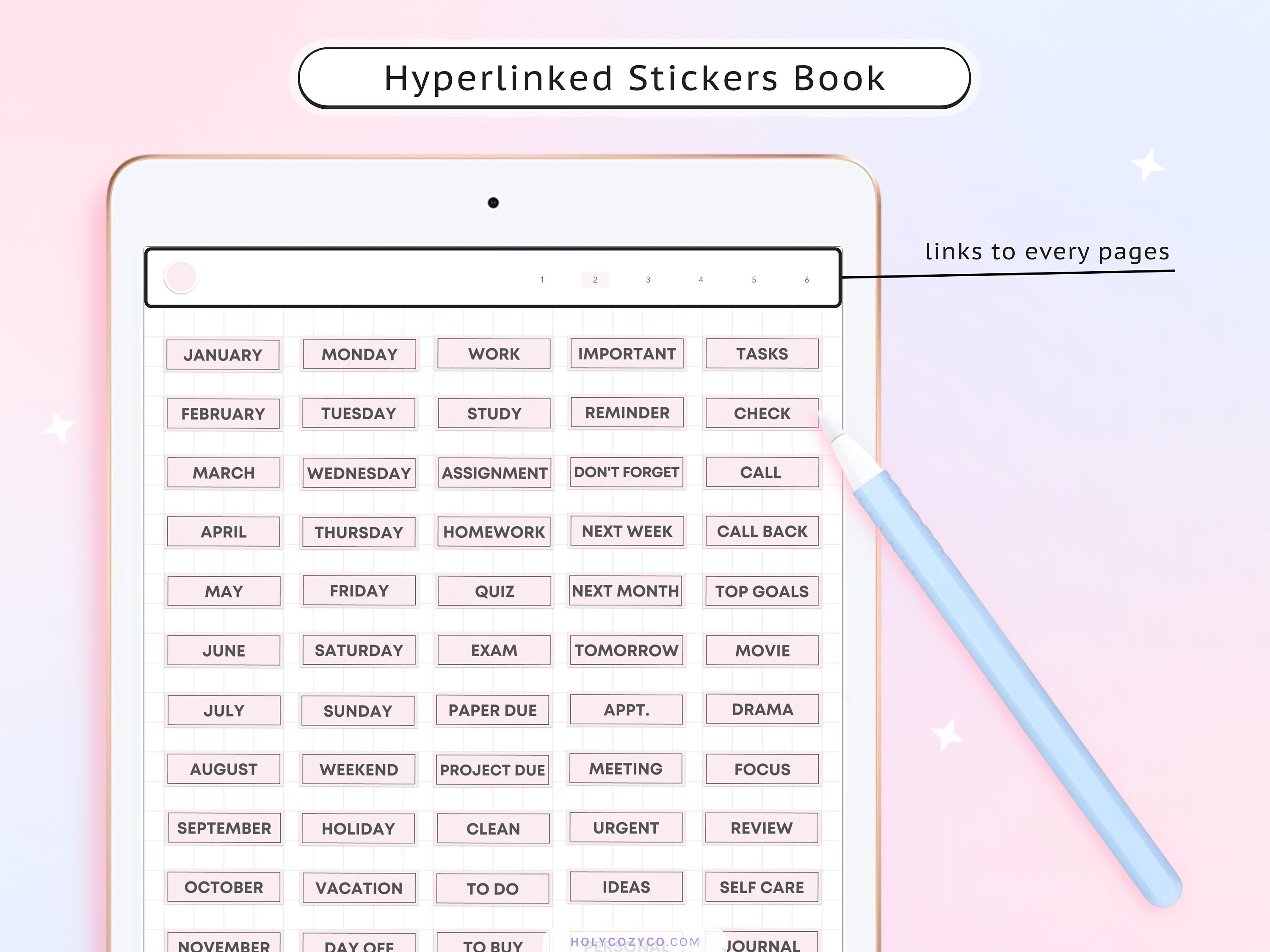 Pink Sticky Notes Digital Sticker Book for Goodnotes Planner - Etsy