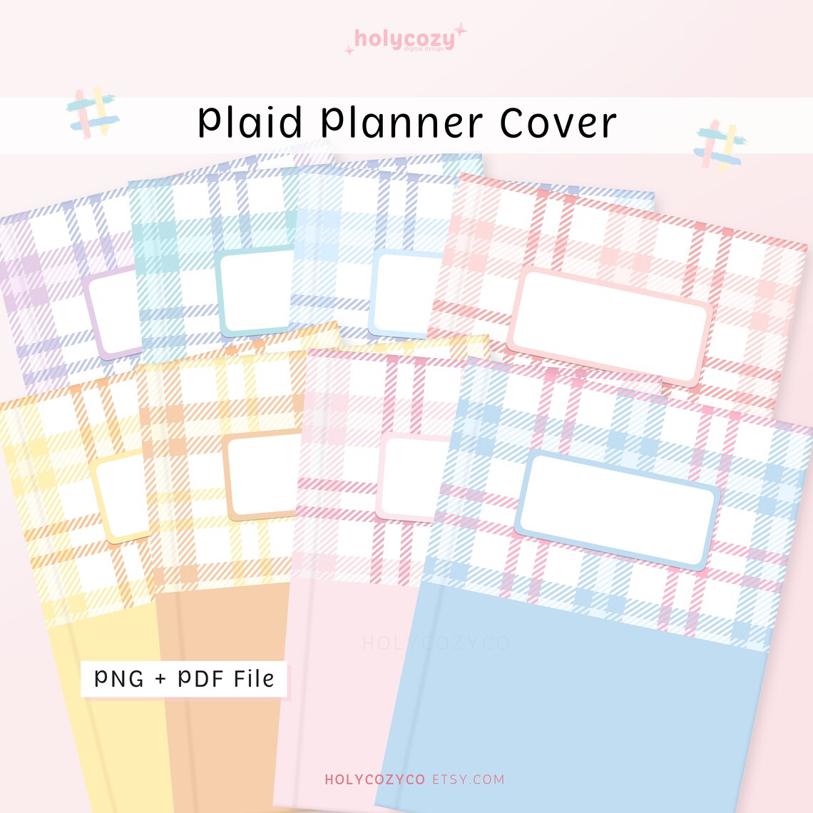 Pastel Plaid Digital Planner Cover: A4 & US Letter (PNG, PDF) - Etsy