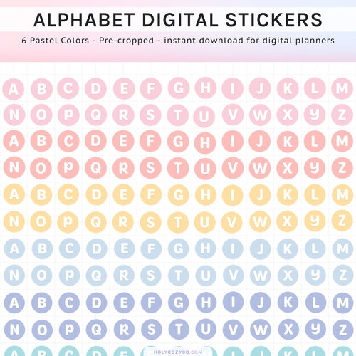 Pre-cropped Digital Planner Alphabet Stickers Goodnotes - Etsy