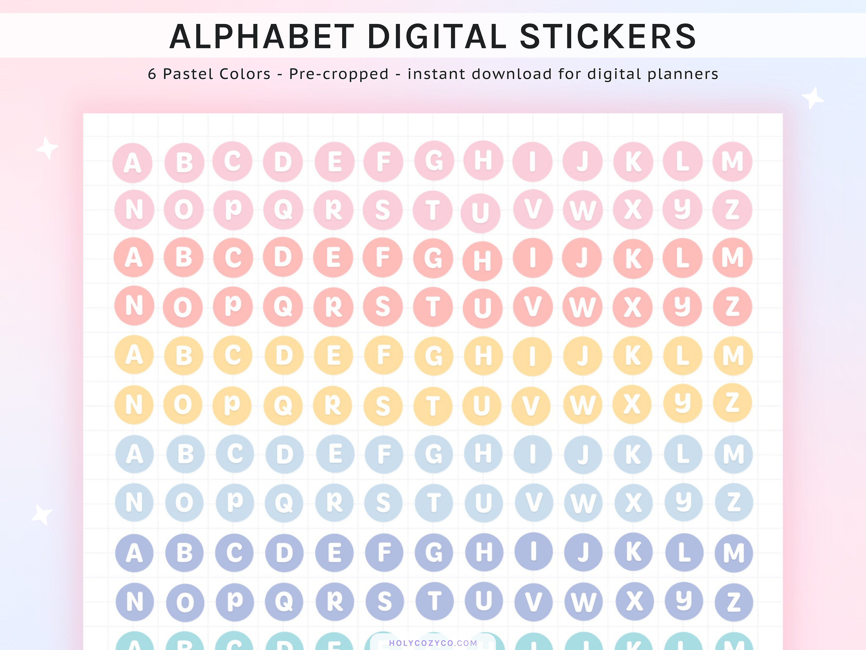 Pre-cropped Digital Planner Alphabet Stickers Goodnotes - Etsy
