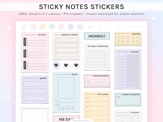 Sticky Notes Digital Sticker Book for Goodnotes Planner - Etsy