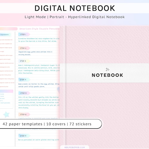 Digital Notebook With 12 Tabs 10 Notebook Cover Free - Etsy