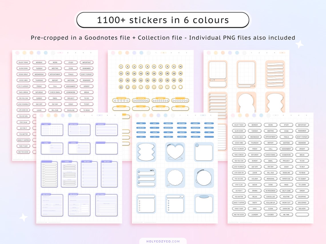 Retro Daily Digital Stickers Goodnotes Sticker Book Digital - Etsy