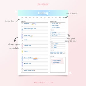 Digital Planner Daily Pad, Hourly Schedule, Goodnotes Template, Adhd ...