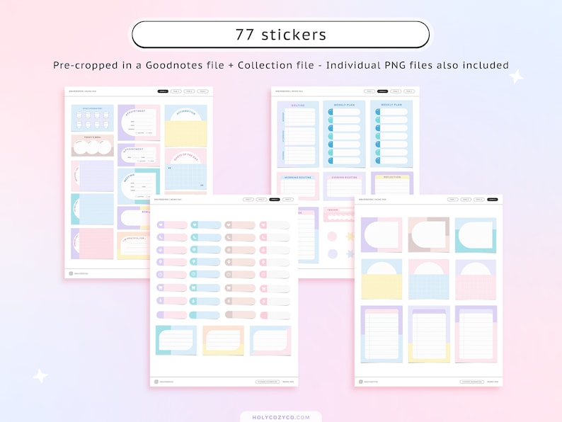 Digital Planner Sticky Notes Sticker for Goodnotes Pastel - Etsy