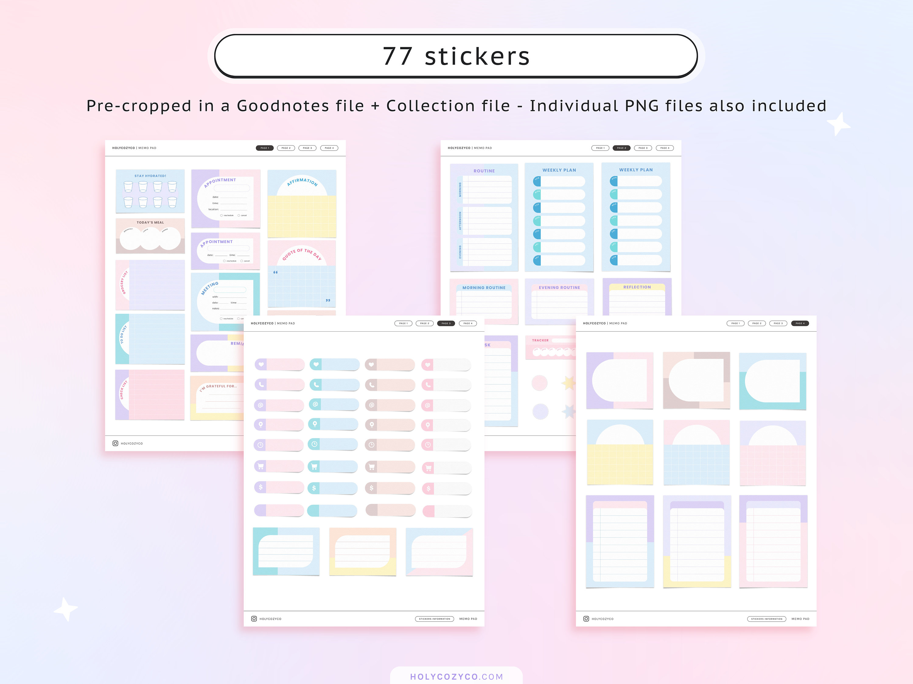 Digital Planner Sticky Notes Sticker for Goodnotes Pastel - Etsy