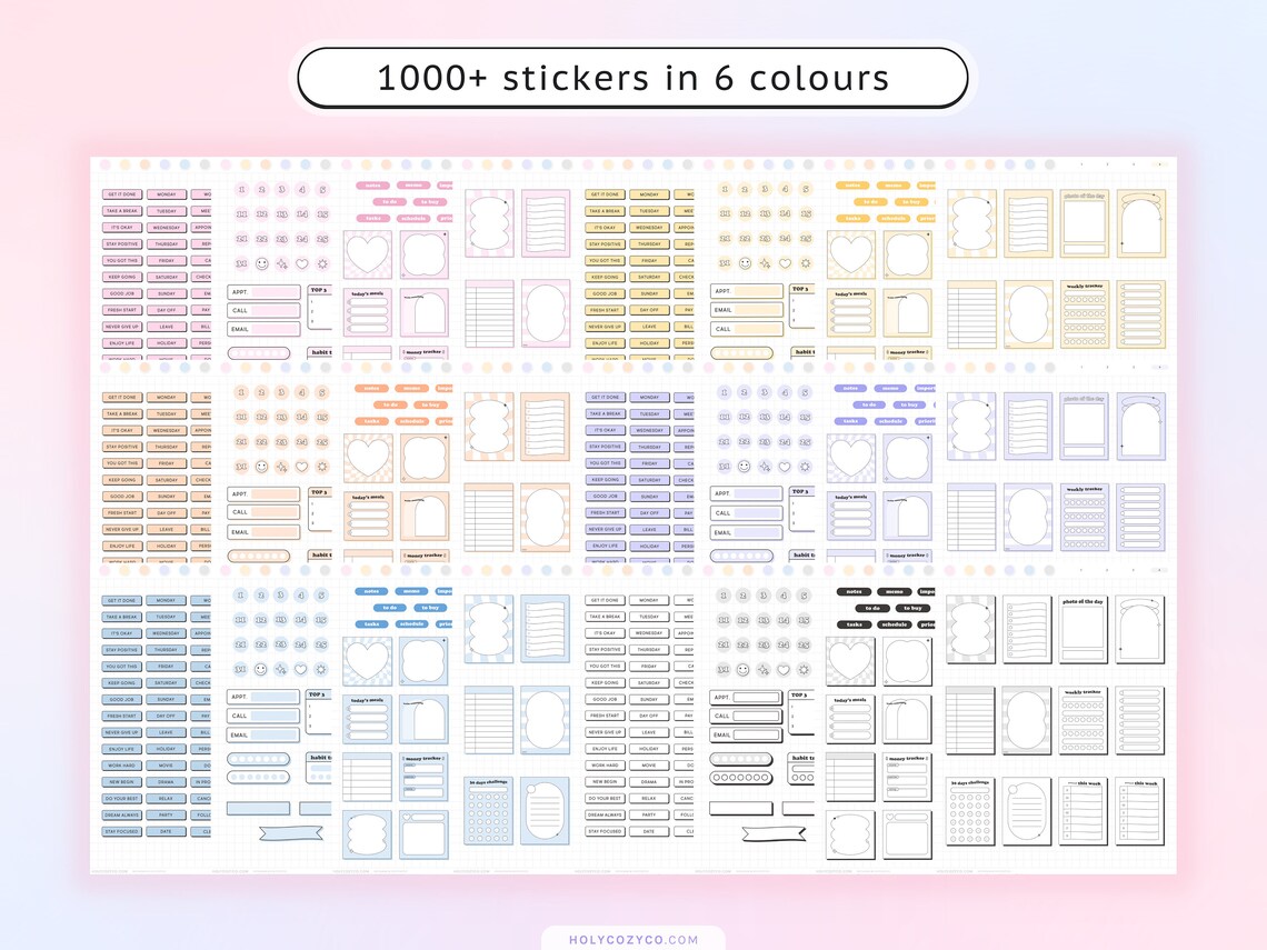Retro Daily Digital Stickers Goodnotes Sticker Book Digital - Etsy