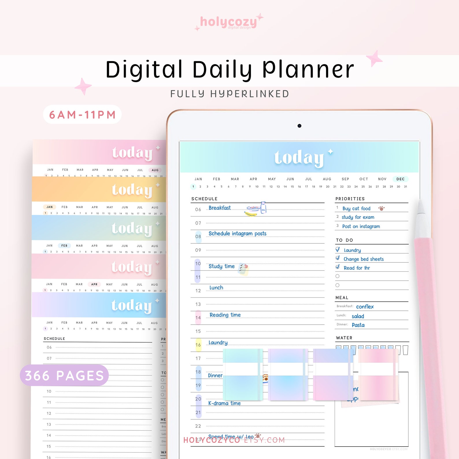 Digital Planner Daily Pad, Hourly Schedule, Goodnotes Template, Adhd ...