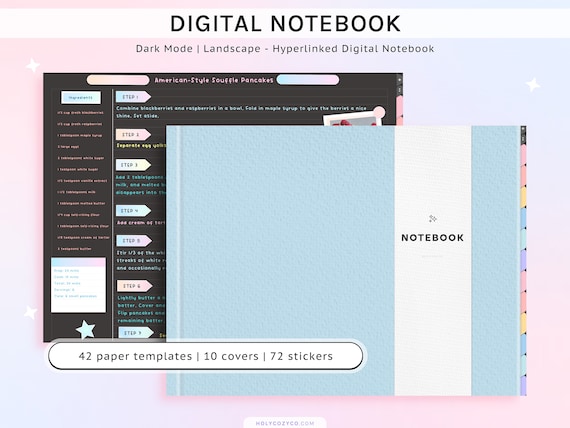 Landscape Digital Notebook Dark Mode With 12 Tabs 10 - Etsy