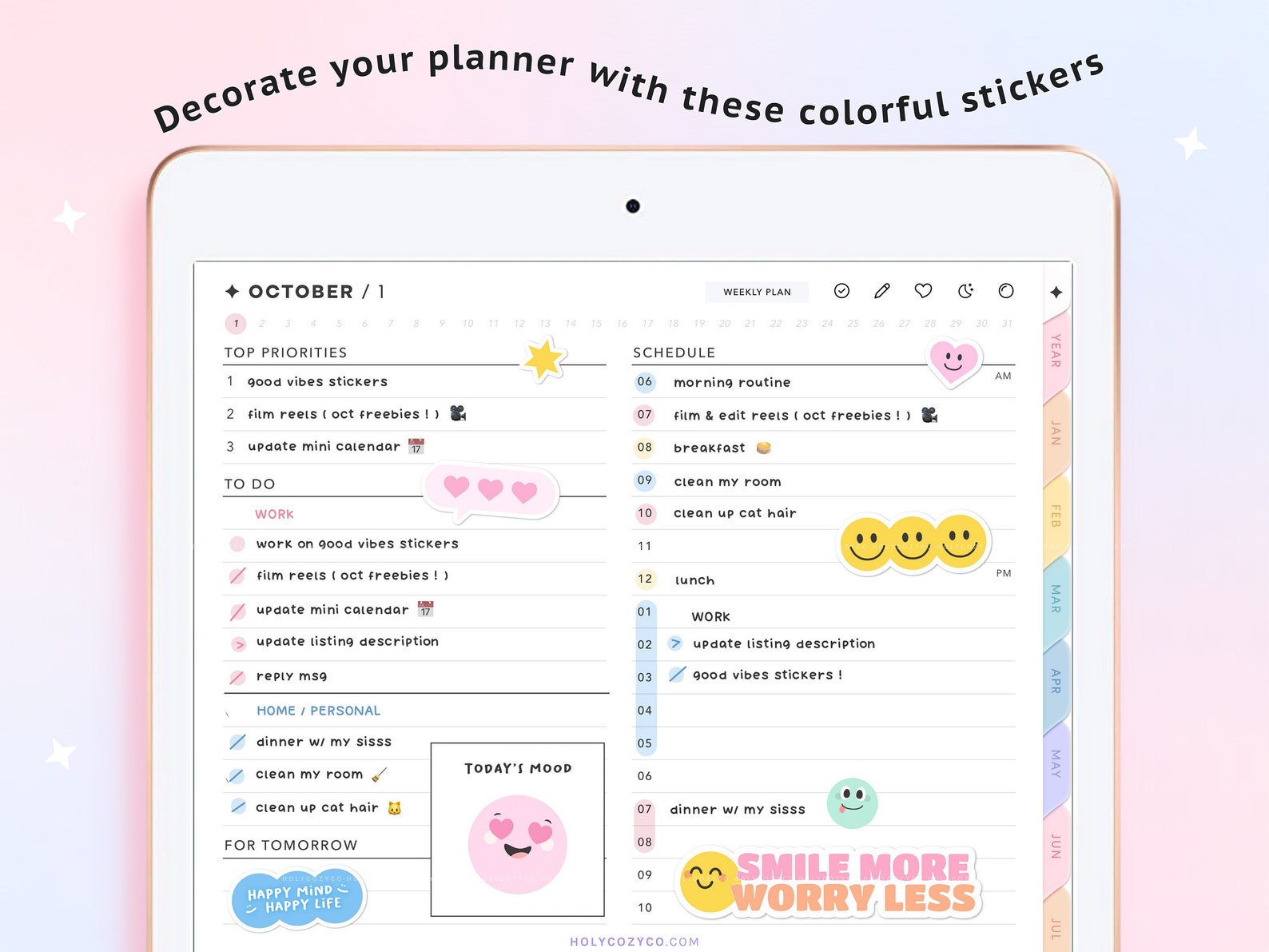Good Vibes Stickers & Mood Tracker Digital Stickers - Etsy