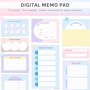 Digital Planner Sticky Notes Sticker for Goodnotes - Pastel Planner ...