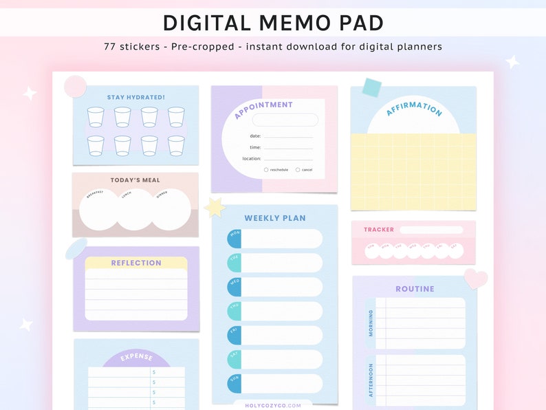 Digital Planner Sticky Notes Sticker for Goodnotes - Pastel Planner ...