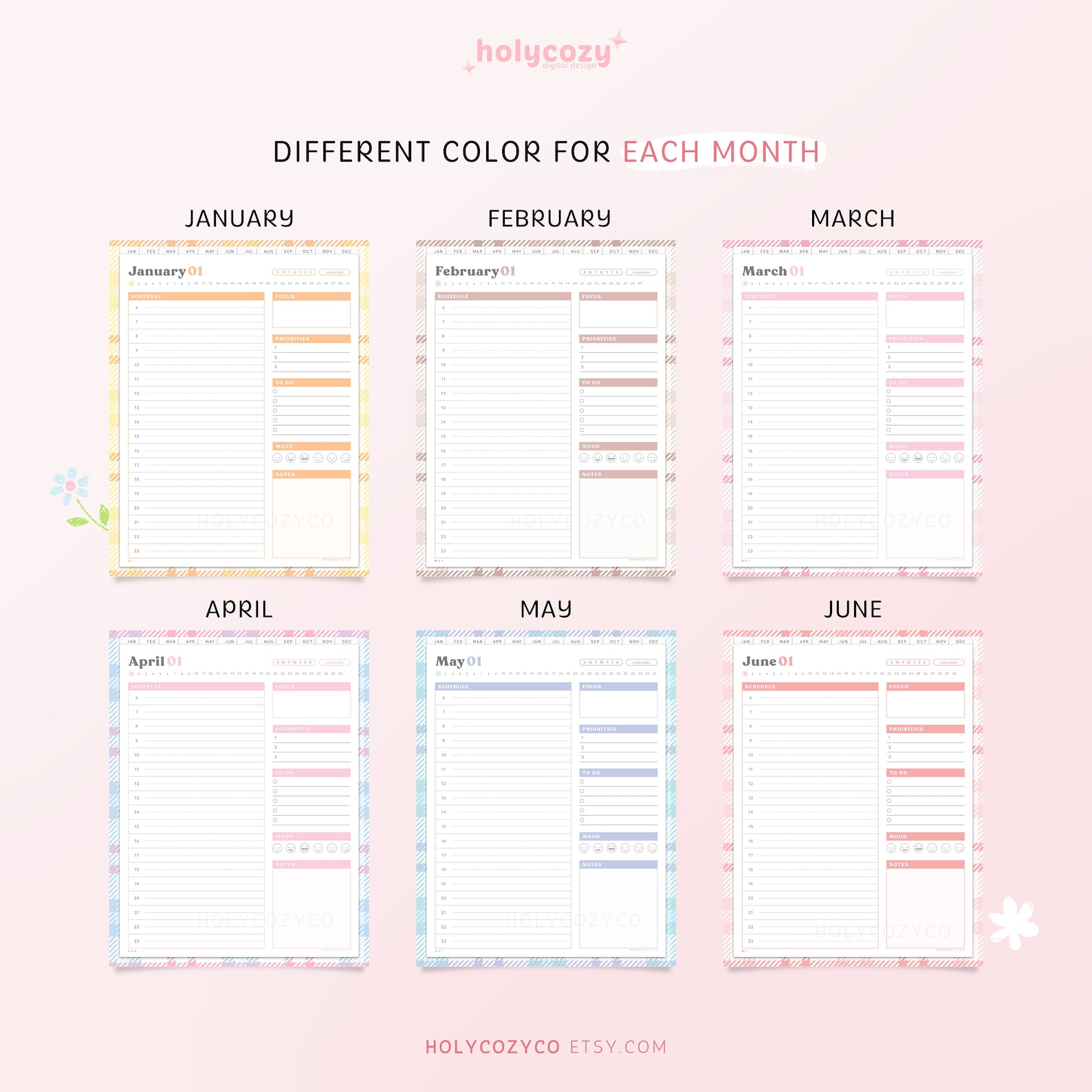 Digital Planner Daily Pad Monthly Planner Hourly Schedule - Etsy