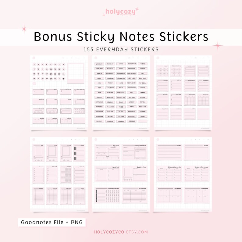 Pink Daily Digital Planner Pad: Hourly Schedule, Stickers (PDF) - Etsy