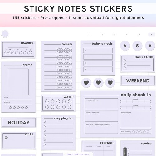 Digital Planner Sticky Notes Sticker for Goodnotes Pastel - Etsy
